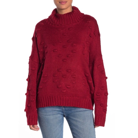 John + Jenn | Sweaters | John Jenn Red Popcorn Knit Turtleneck Sweater ...
